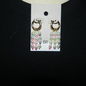 bp | Jewelry | Bp Gold Tone Multi Color Pierced Bead Earrings | Poshmark